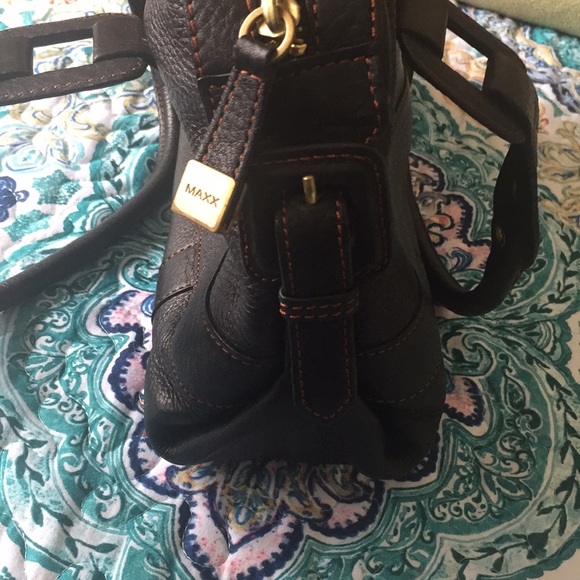 Maxx New York | Bags | Maxx New York Pebbled Black Leather Handbag ...